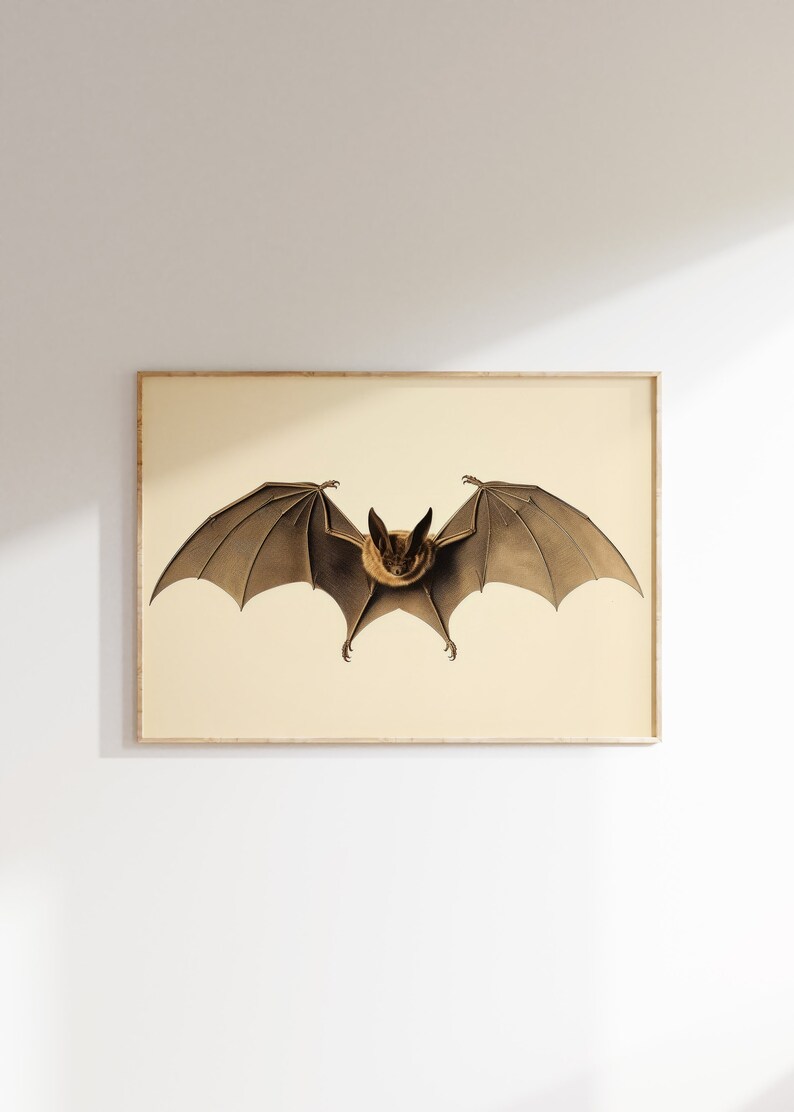 PRINTABLE Halloween Bat Vintage Print, Spooky Bat Wall Art, Halloween ...