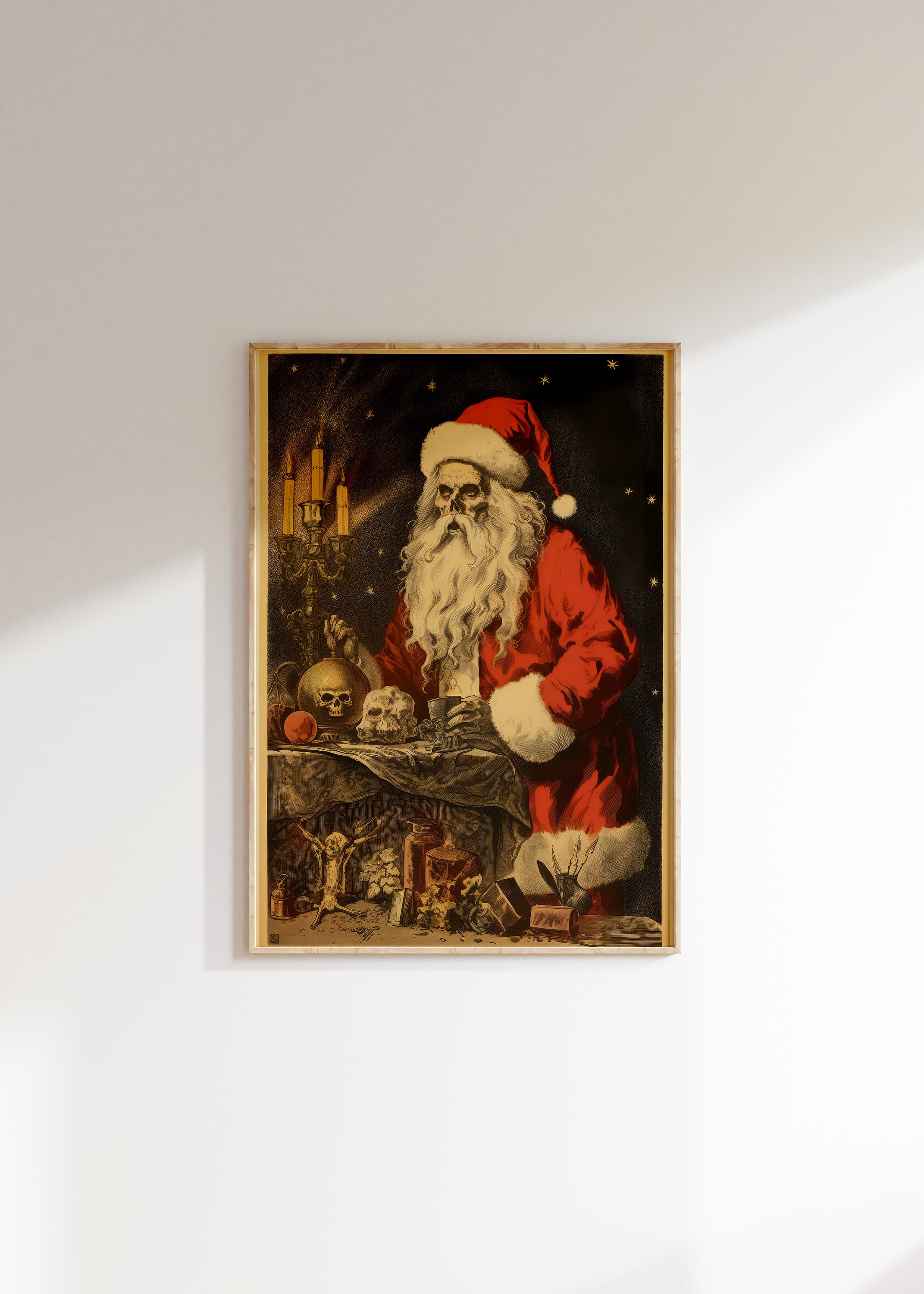 PRINTABLE Gothic Creepy Skeleton Santa Christmas Vintage Print, Krampus ...