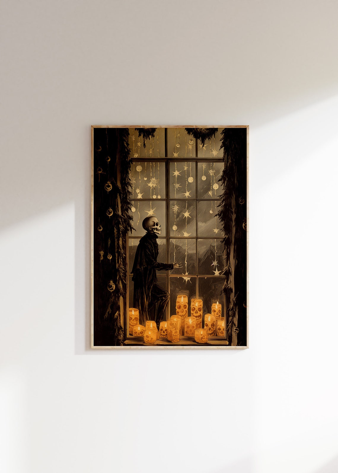 PRINTABLE Gothic Creepy Christmas Vintage Print, Skeleton Wall Art ...