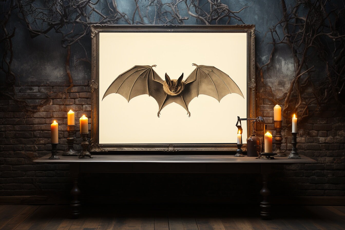 PRINTABLE Halloween Bat Vintage Print, Spooky Bat Wall Art, Halloween ...