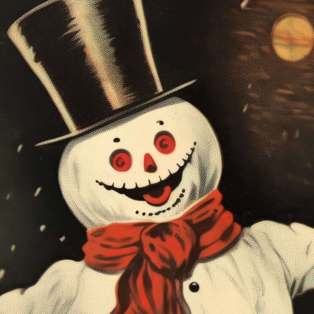 PRINTABLE Gothic Creepy Snowman, Christmas Vintage Print, Krampus Wall ...