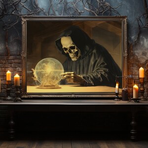 PRINTABLE Halloween Skeleton Vintage Print, Haunted Ghoul Wall Art ...
