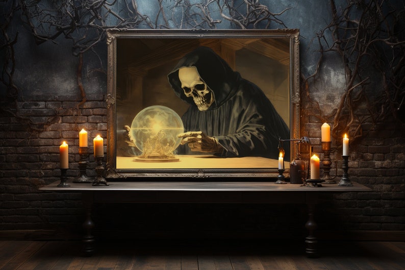 PRINTABLE Halloween Skeleton Vintage Print, Haunted Ghoul Wall Art ...