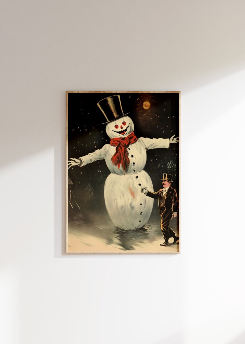PRINTABLE Gothic Creepy Snowman, Christmas Vintage Print, Krampus Wall ...