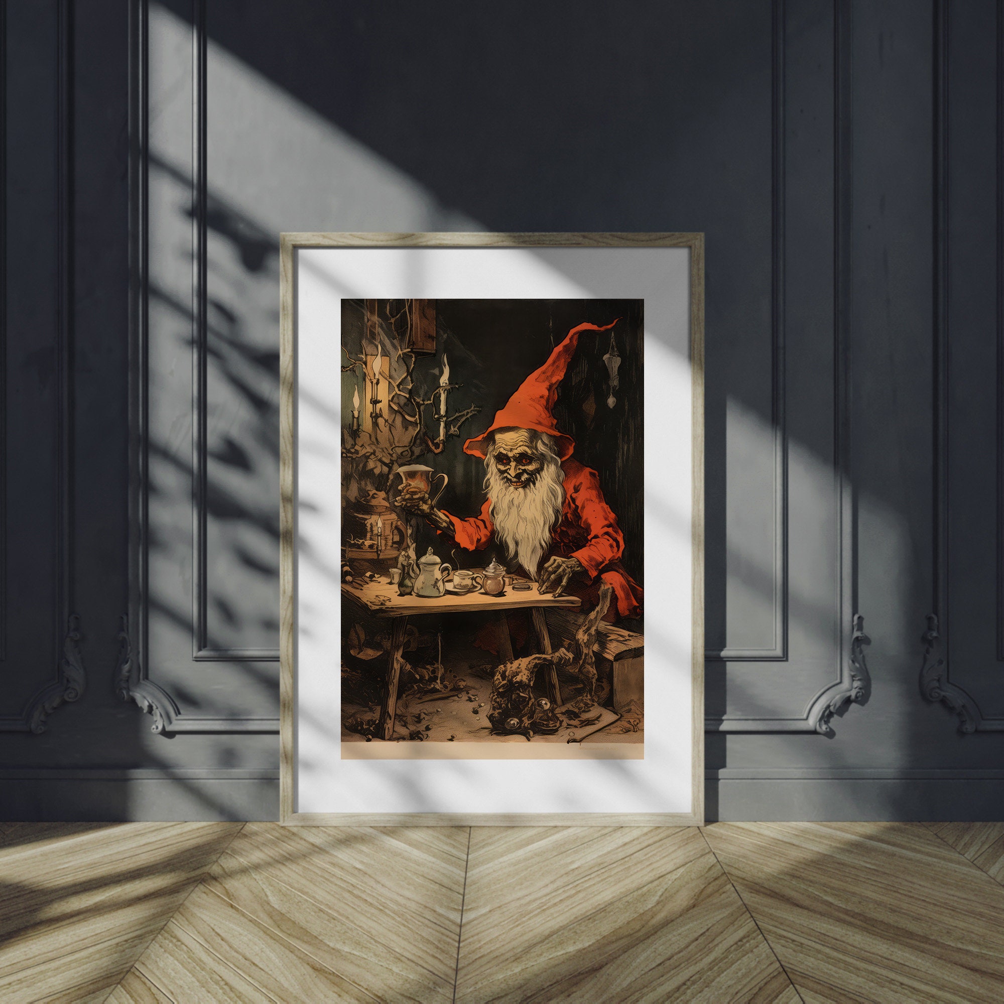PRINTABLE Gothic Creepy Christmas Santa Elf Vintage Print, Krampus Wall ...