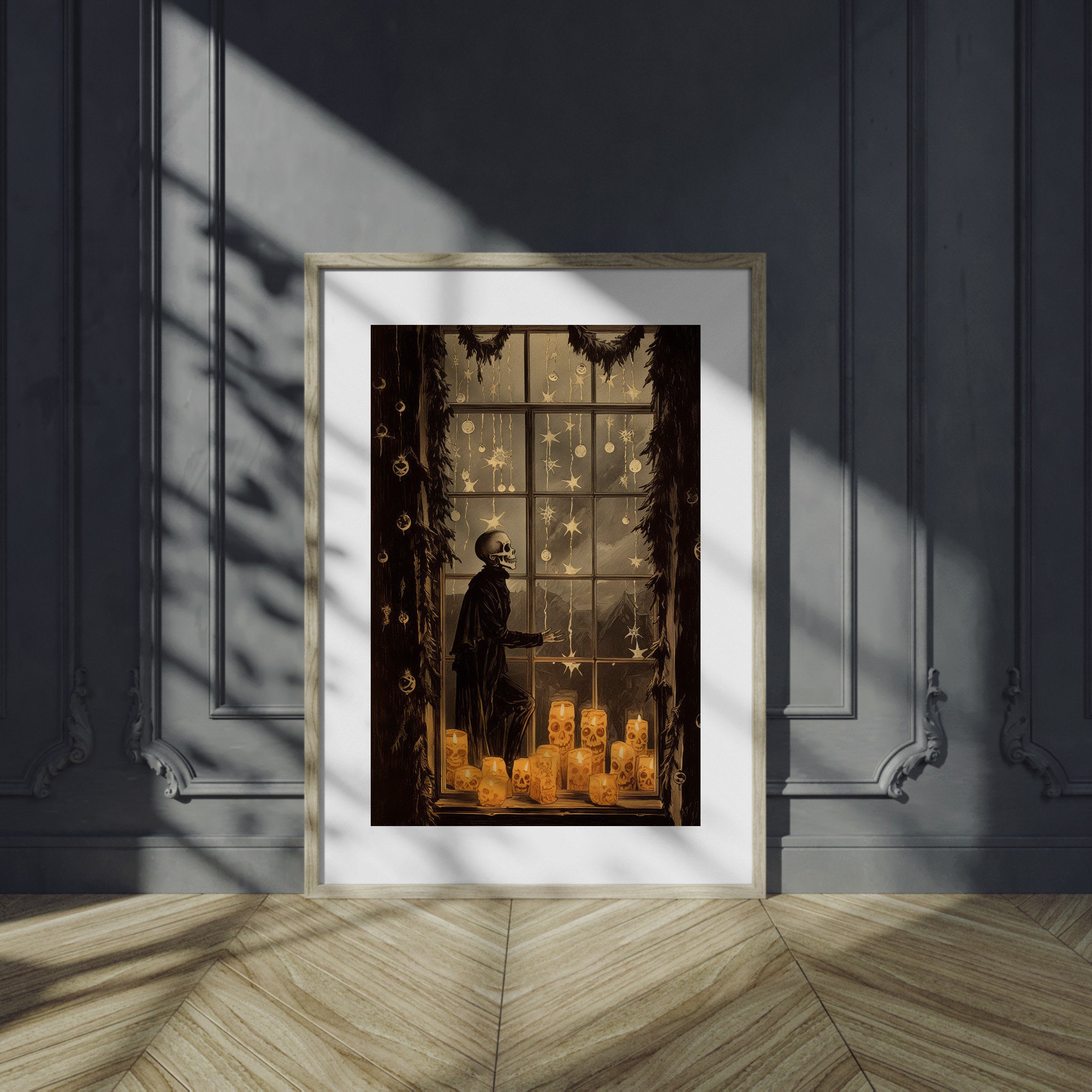 PRINTABLE Gothic Creepy Christmas Vintage Print, Skeleton Wall Art ...