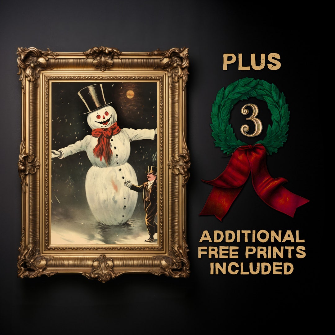 PRINTABLE Gothic Creepy Snowman, Christmas Vintage Print, Krampus Wall ...