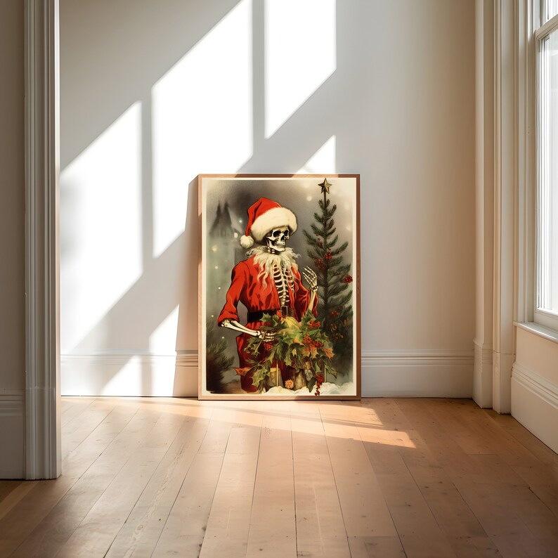 PRINTABLE Gothic Creepy Skeleton Christmas Tree Vintage Print, Krampus ...