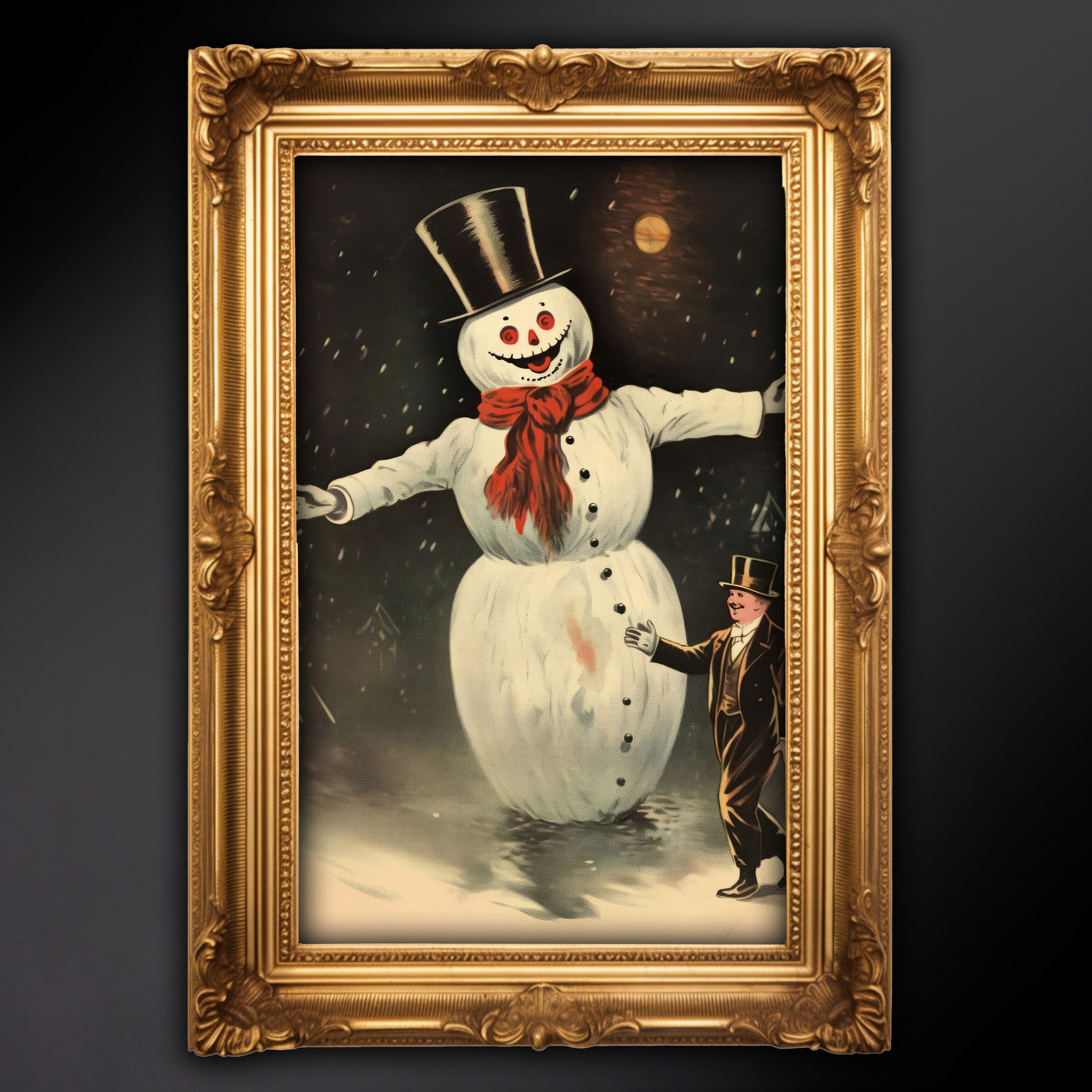 PRINTABLE Gothic Creepy Snowman, Christmas Vintage Print, Krampus Wall ...