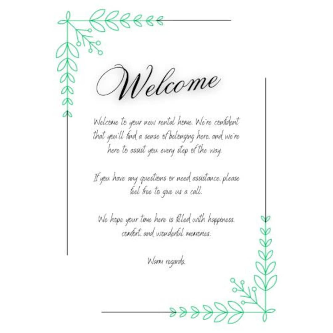 Welcome Tenant Letter/email - Etsy