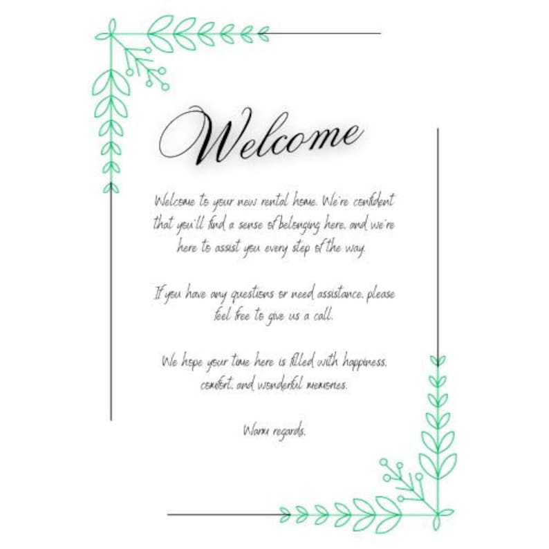 Welcome Tenant Letter/email - Etsy