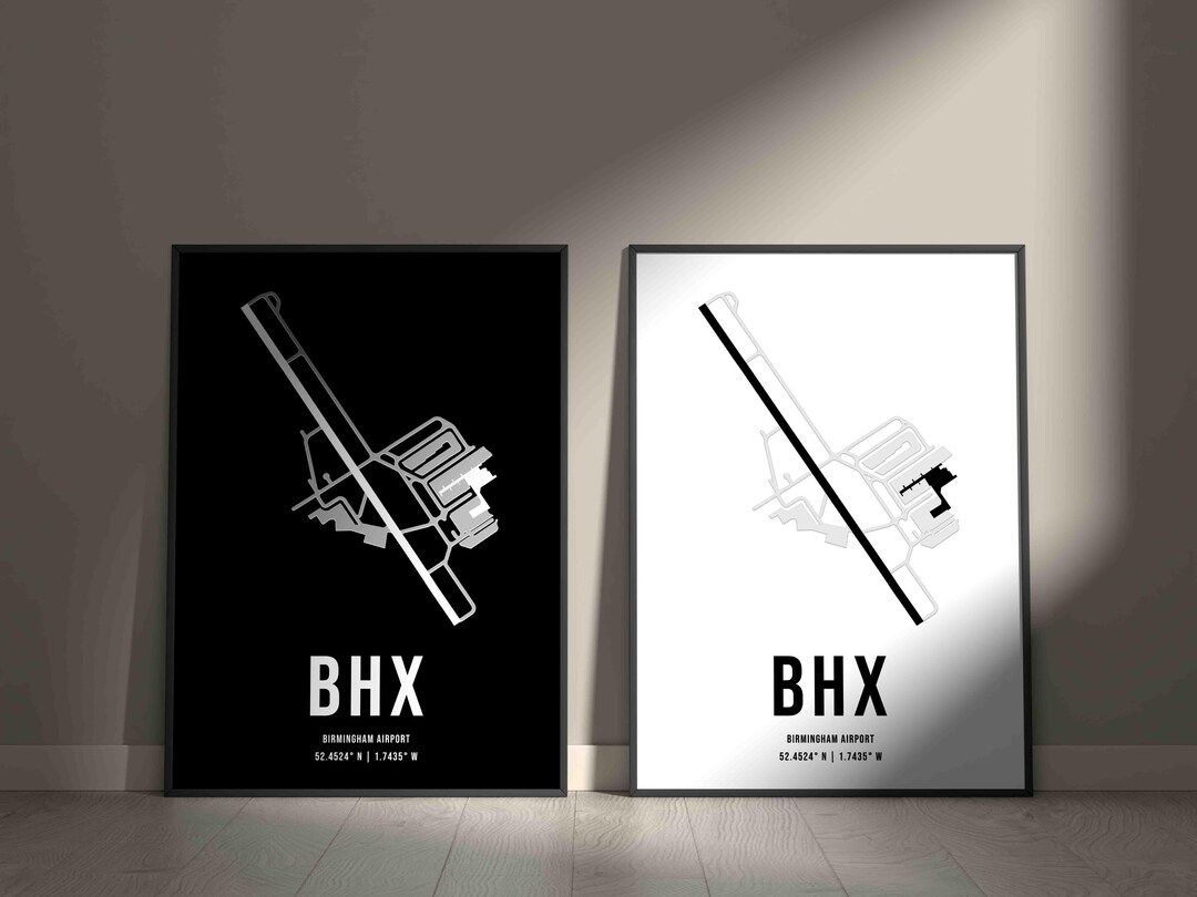 BHX Birmingham Airport | Map Diagram Poster | Detailed Print | Premium ...