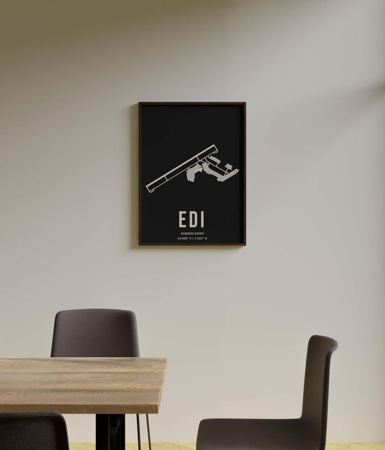 EDI Edinburgh Airport | Map Diagram Poster | Detailed Print | Premium ...