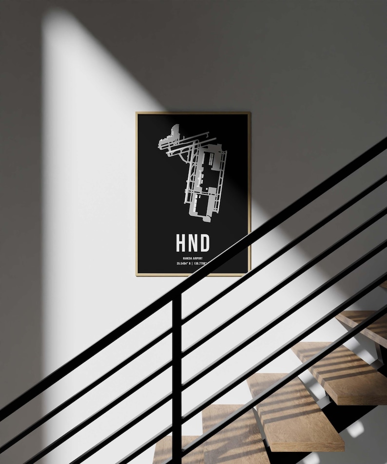 HND Haneda Airport | Map Diagram Poster | Detailed Print | Premium ...