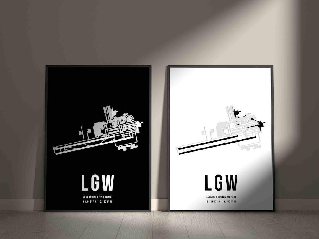 LGW London Gatwick Airport Map Diagram Poster | Detailed Print ...