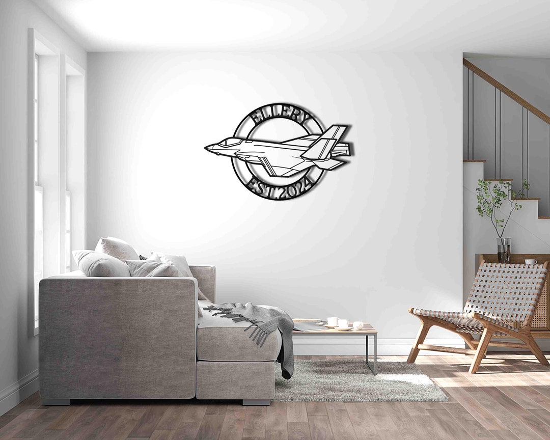 Custom Text F-35 Round Metal Sign | Aviation Metal Wall Art for Home ...