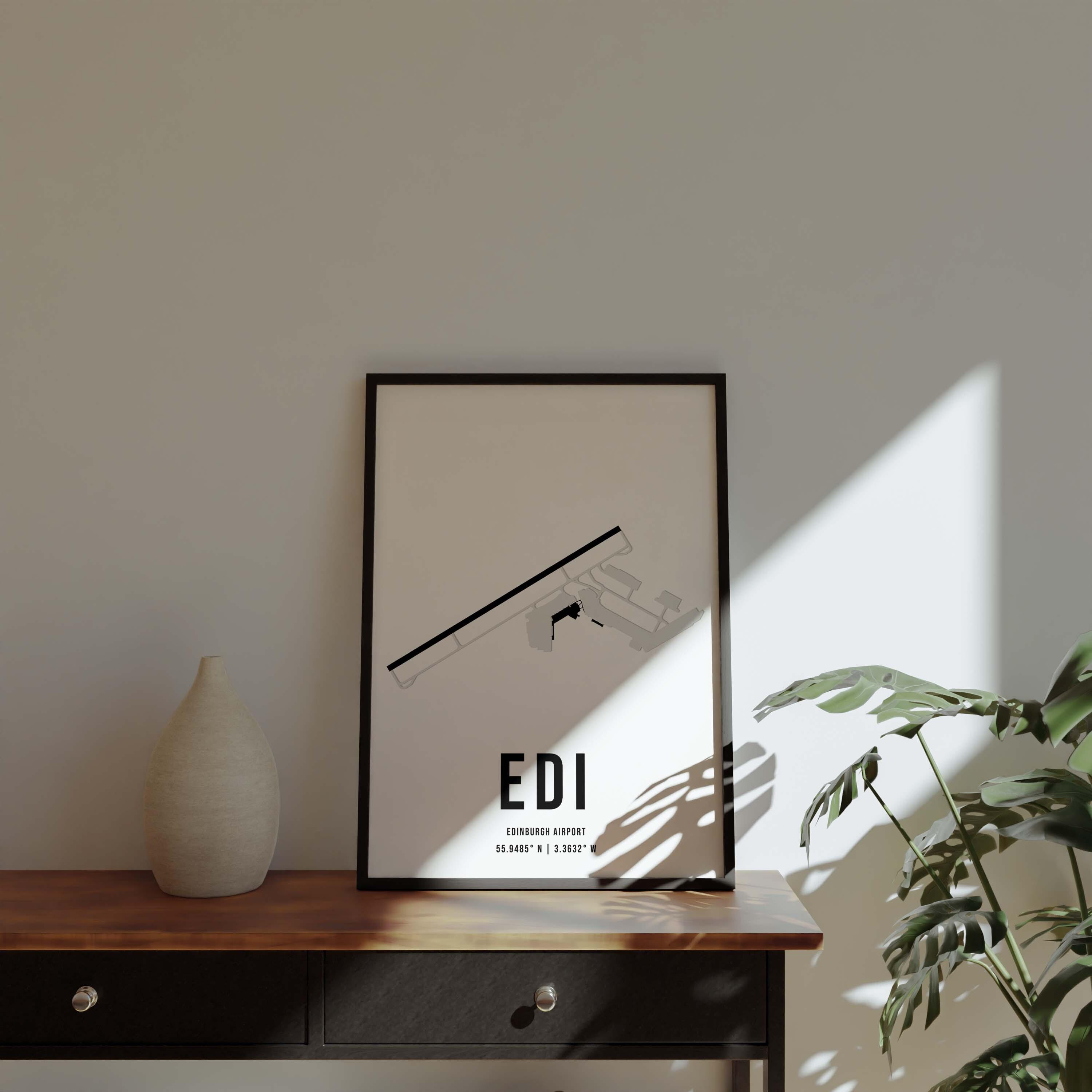 EDI Edinburgh Airport | Map Diagram Poster | Detailed Print | Premium ...