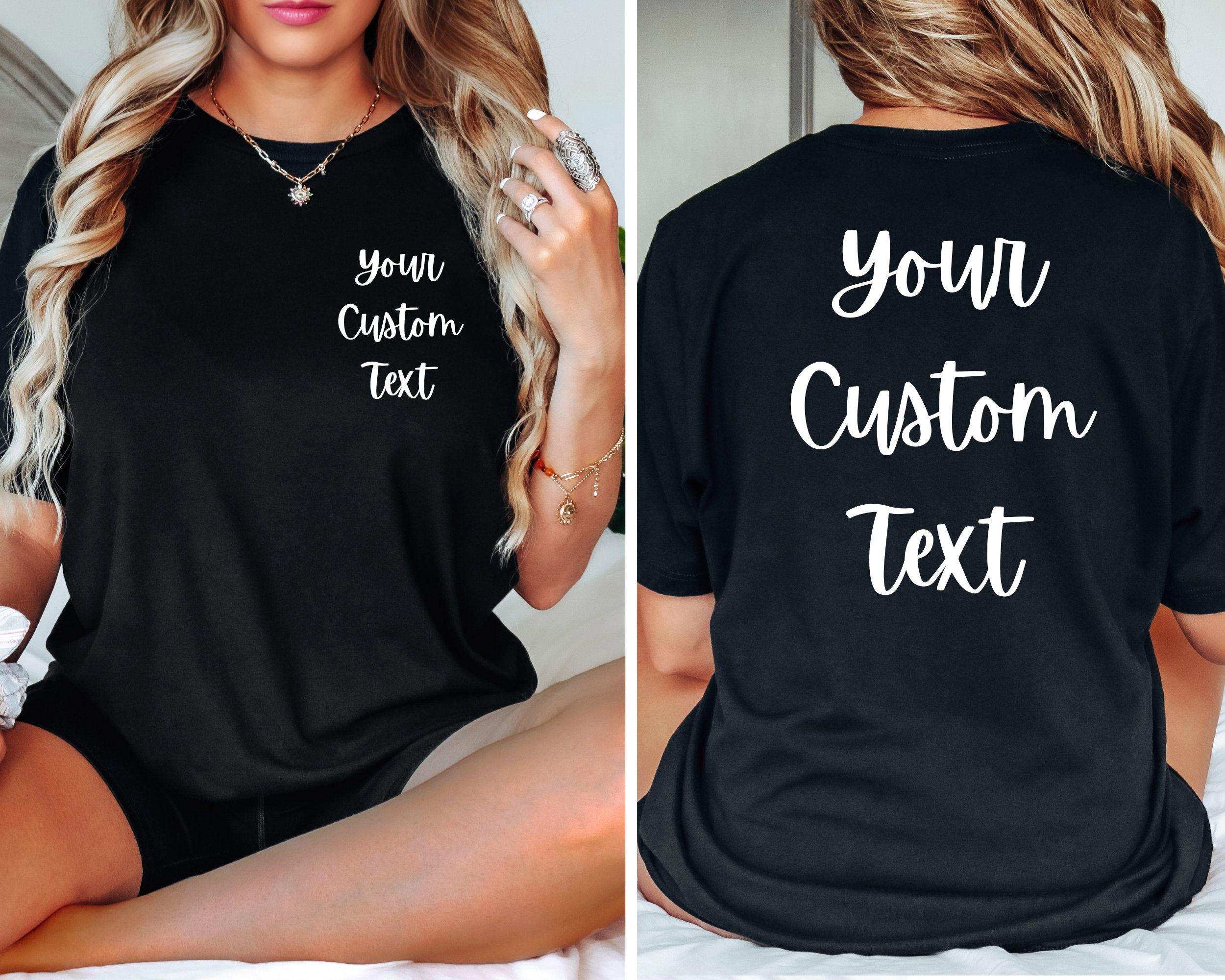 Front and Back Custom Shirt Design, Personalized Text T-shirt, Inspired ...