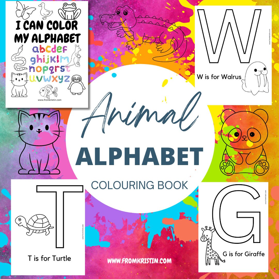 Animal Alphabet Coloring Book - Etsy