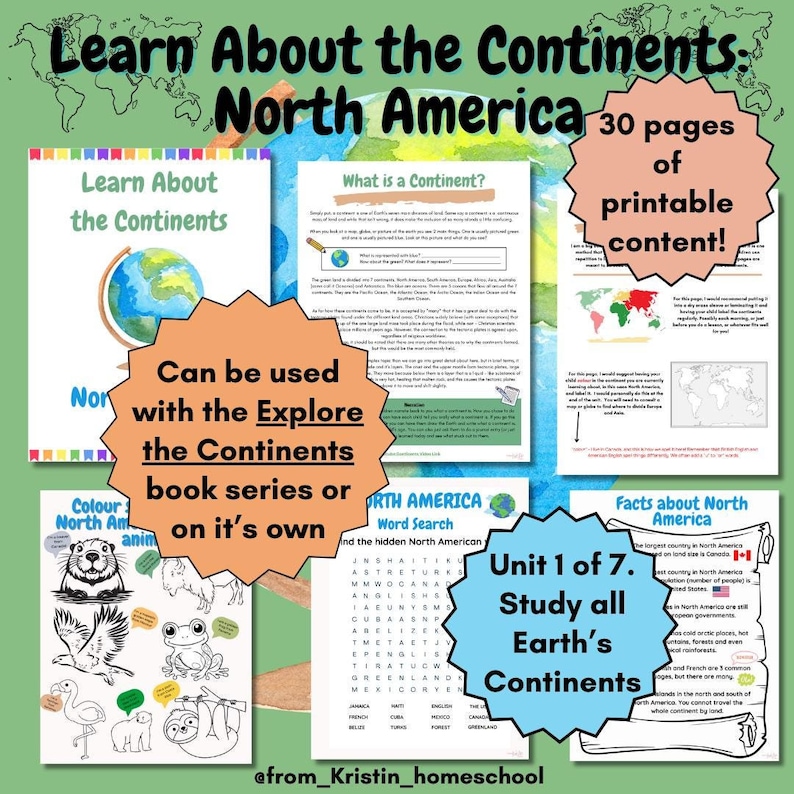 Learn About the Continents: North America - Etsy