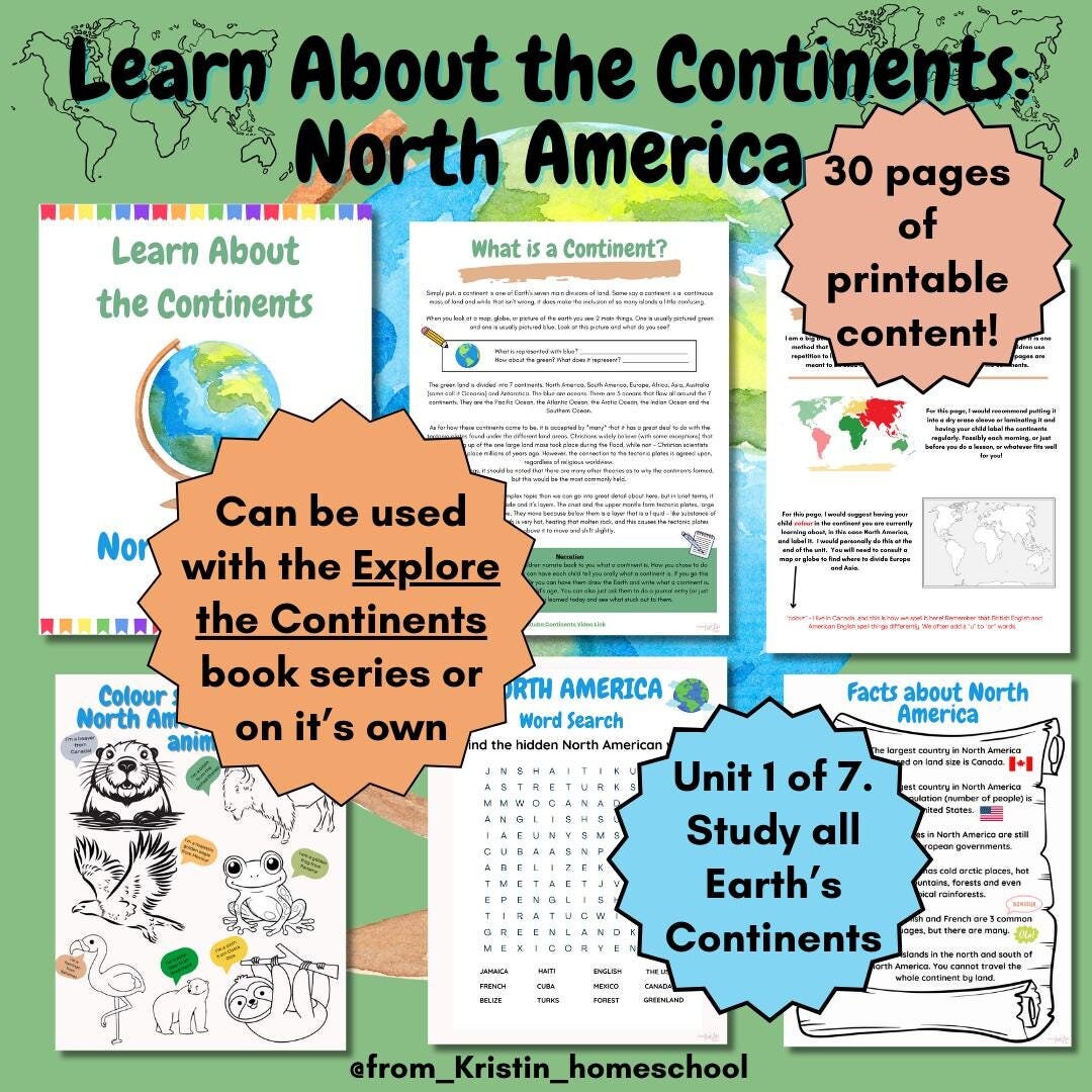 Learn About the Continents: North America - Etsy