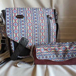 100% Genuine Leather Exterior, Aztec Print, Cross Body Bag, Messenger ...
