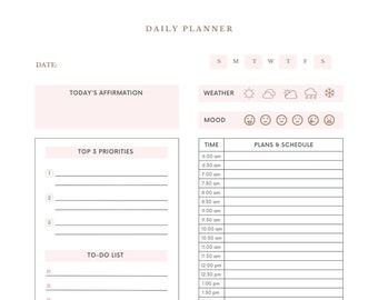 Printable Daily Planner, Printable To-do List, Minimalist Printable ...