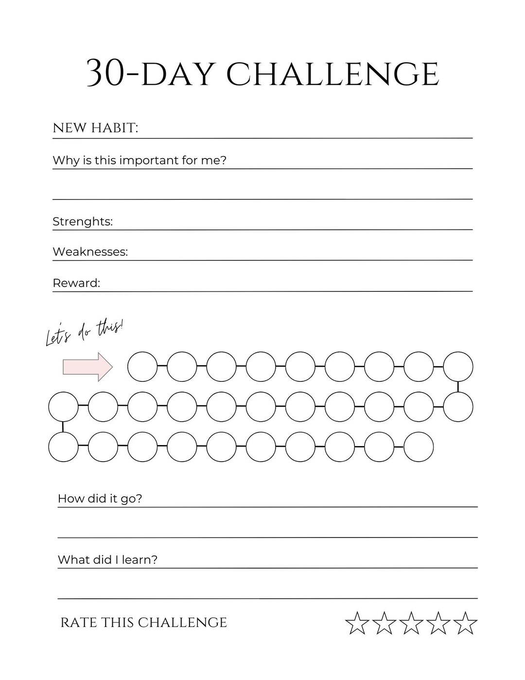 Printable 30-day Challenge, Printable Habit Tracker, Instant Download ...
