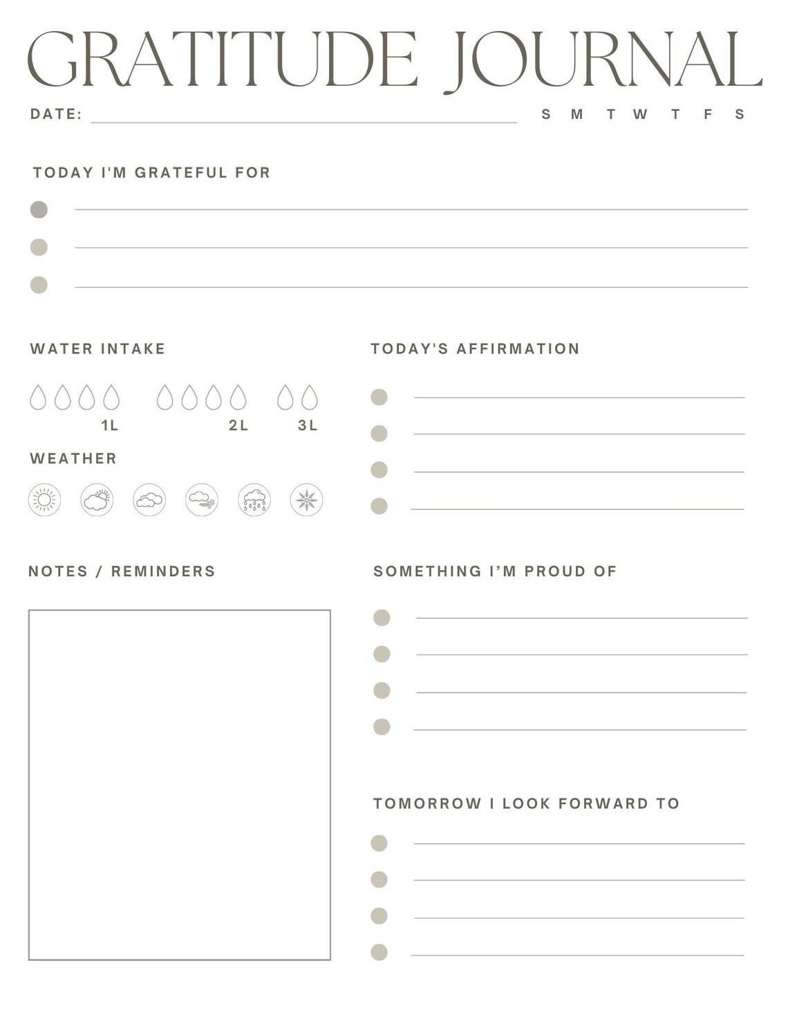 Gratitude Journal Printable, Printable Journal, Printable Daily ...