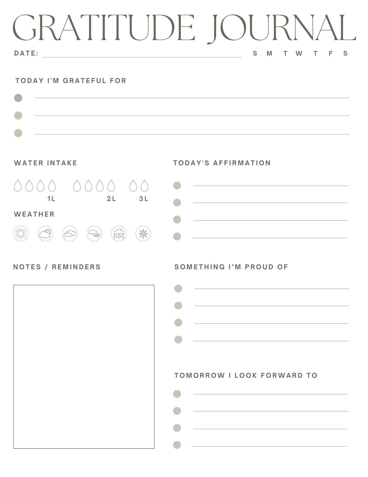 Gratitude Journal Printable, Printable Journal, Printable Daily ...