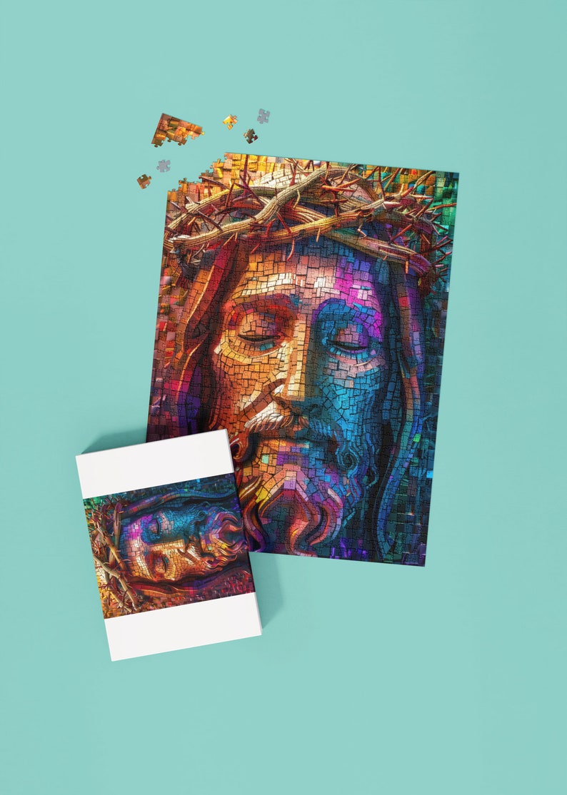 Jesus Christ Mosaic Jigsaw Puzzle, Colorful Vibrant Catholic Christian ...