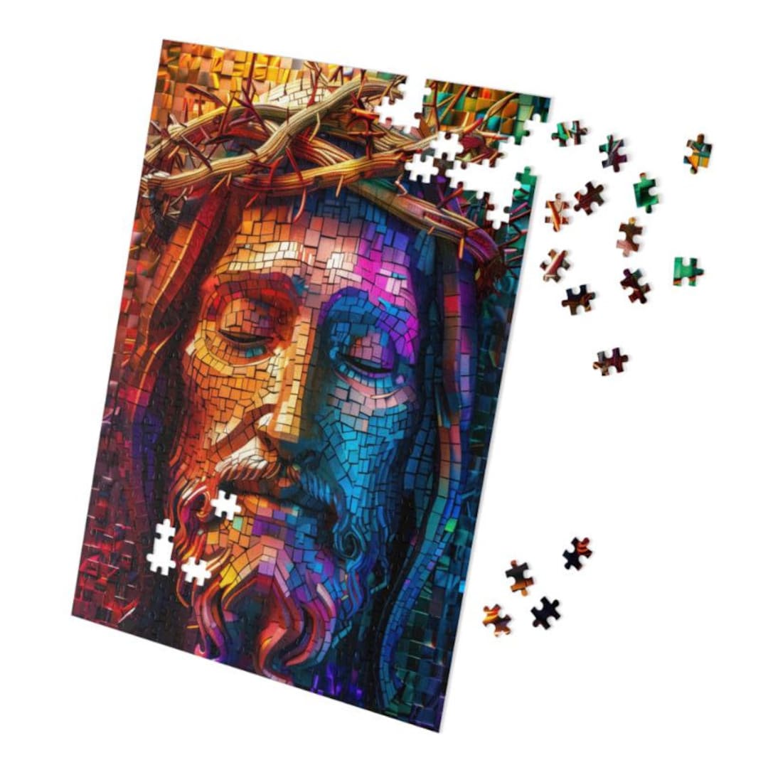 Jesus Christ Mosaic Jigsaw Puzzle, Colorful Vibrant Catholic Christian ...