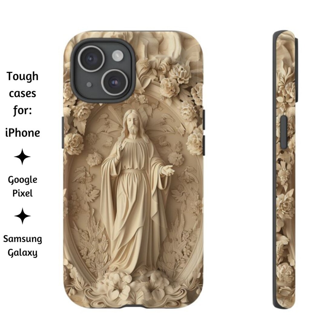 Jesus Christ Divine Mercy Floral Catholic Phone Case, Elegant Ivory 3D ...