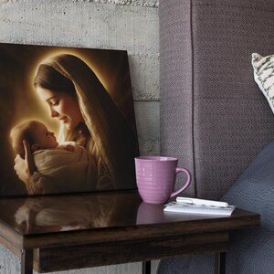 Young Virgin Mary and Baby Jesus Canvas Print, Holy Family Motherhood ...