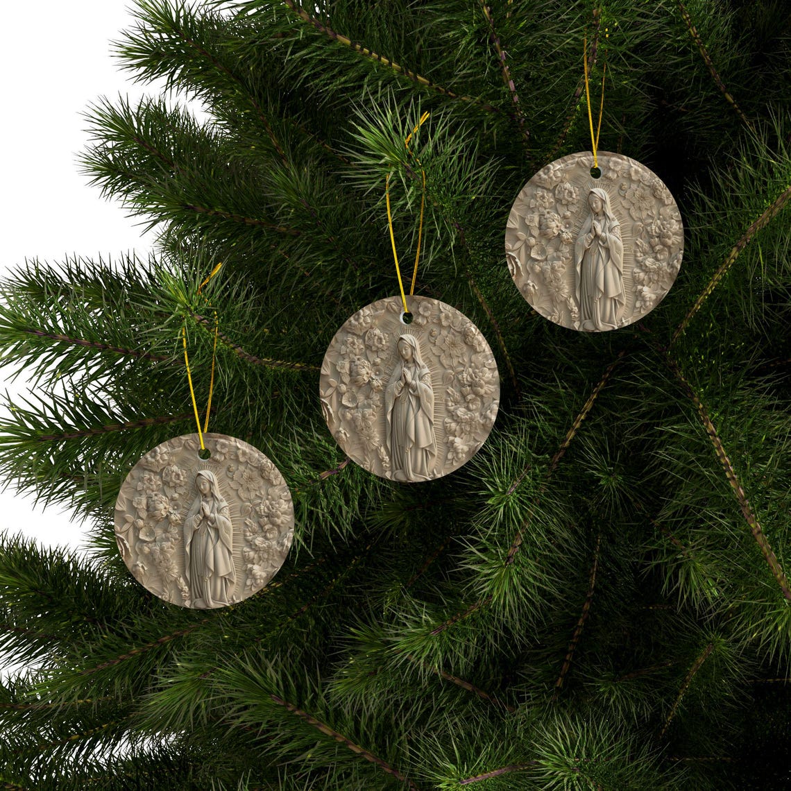 Virgin Mary Floral Ornament Bundles, Elegant Ivory Style Catholic ...