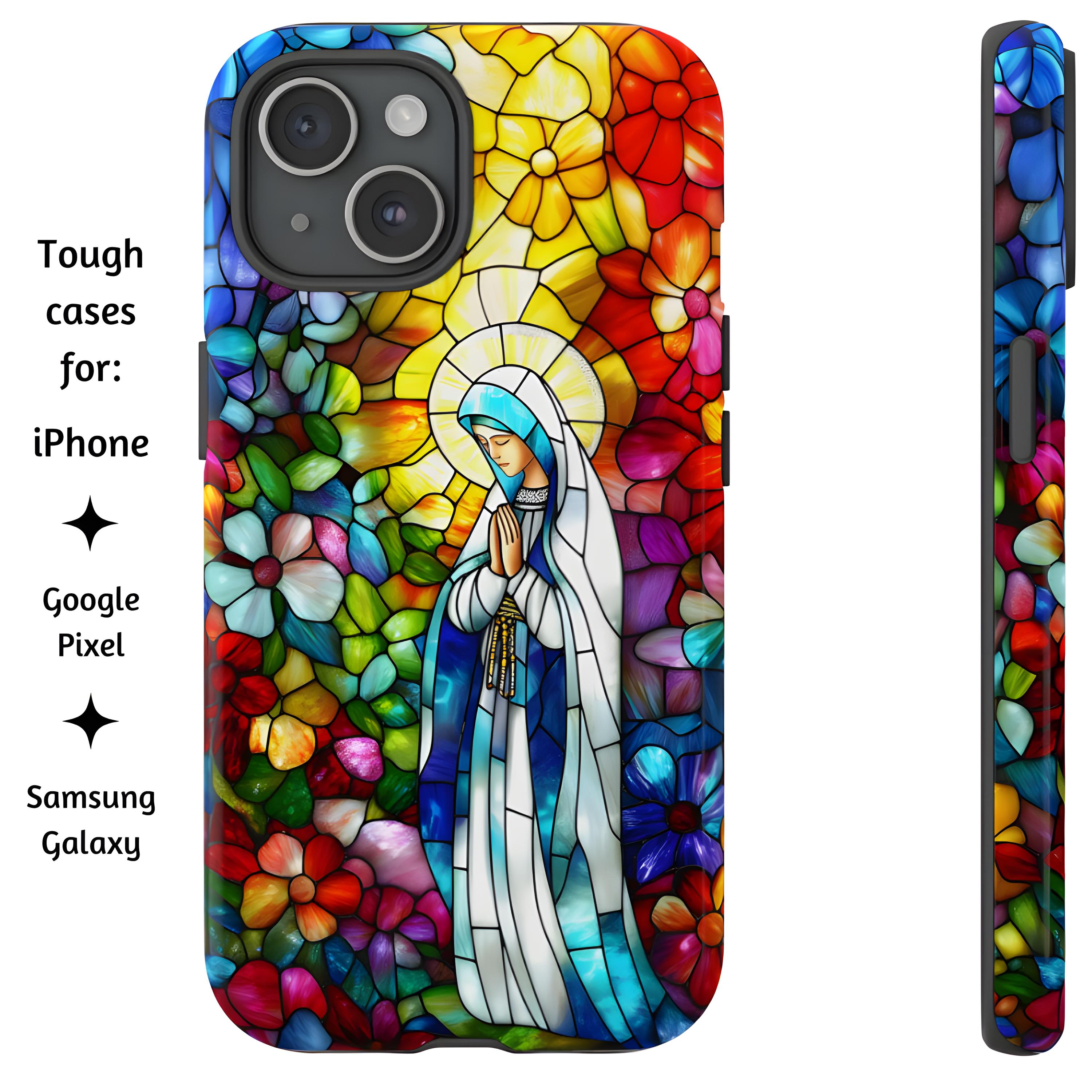 Blessed Virgin Mary Stained Glass Style Phone Case, Our Lady of Fatima ...