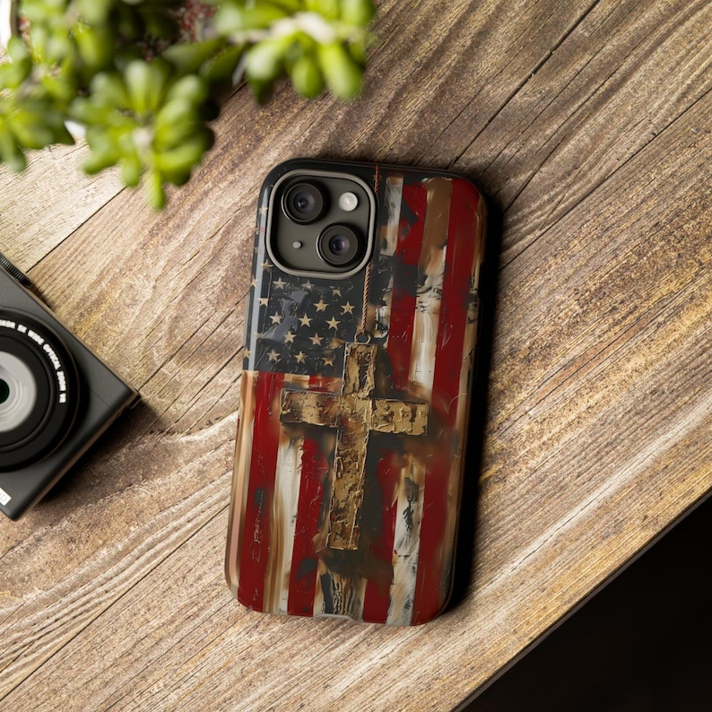 American Cross and Flag Phone Case, USA Catholic Phone Case, Patriotic ...