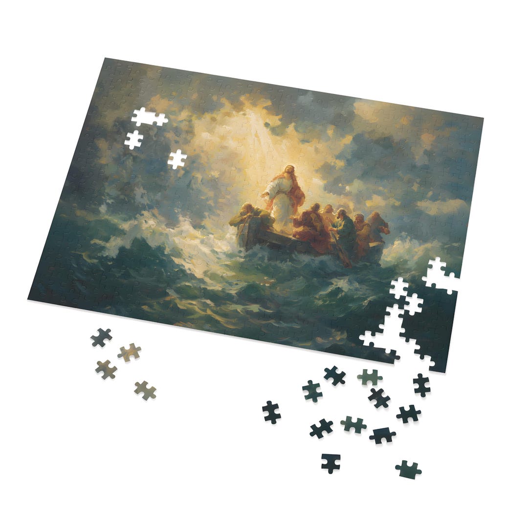 Jesus Christ Calms the Storm Devotional Catholic Puzzle, Christian Oil ...