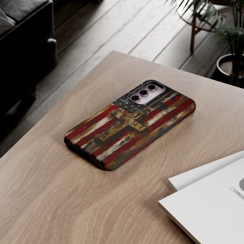 American Cross and Flag Phone Case, USA Catholic Phone Case, Patriotic ...