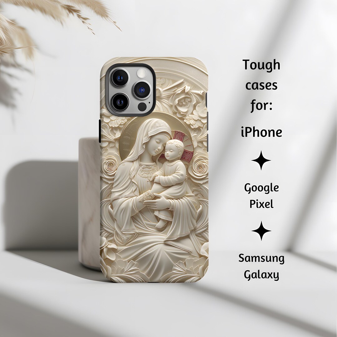 Our Lady of Perpetual Help Ivory Relief Style Catholic Phone Case, Mary ...