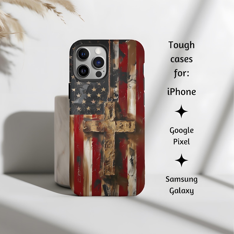 American Cross and Flag Phone Case, USA Catholic Phone Case, Patriotic ...