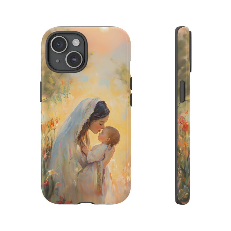 Young Virgin Mary & Sleeping Baby Jesus Garden Catholic Phone Case ...
