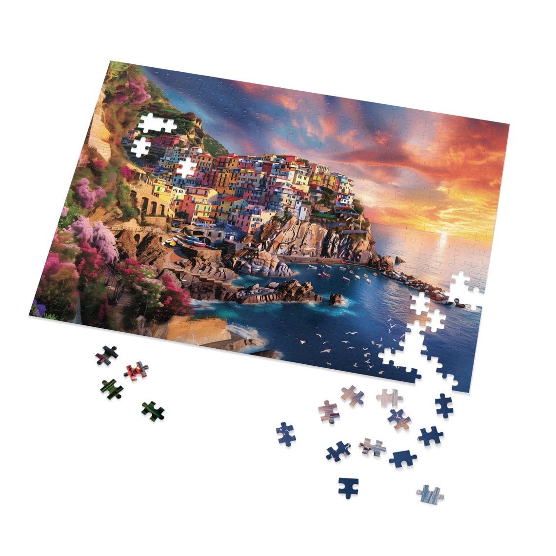 Italian Coastal Town at Sunset Jigsaw Puzzle, Manarola Cinque Terre ...