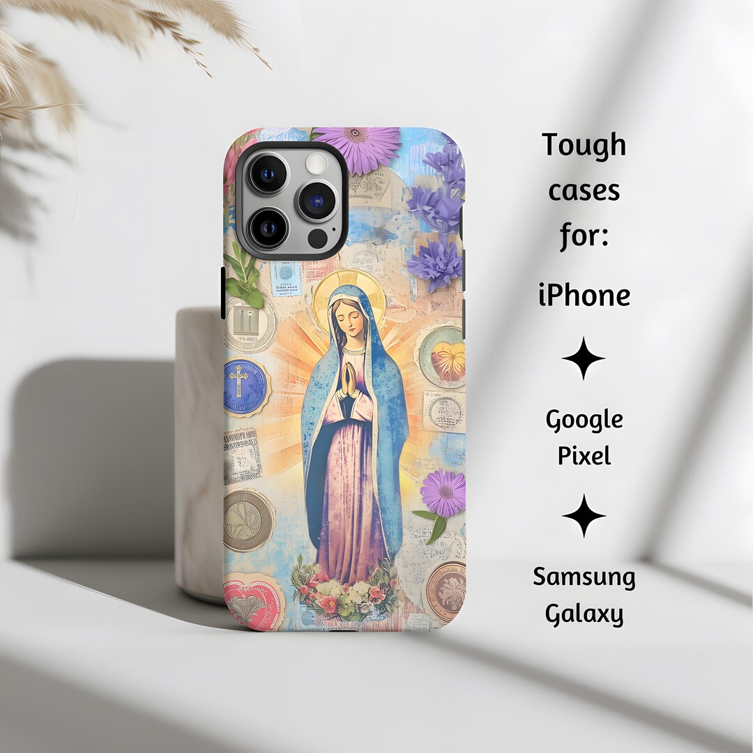 Blessed Virgin Mary Collage Mosaic Style Catholic Phone Case, Virgin ...