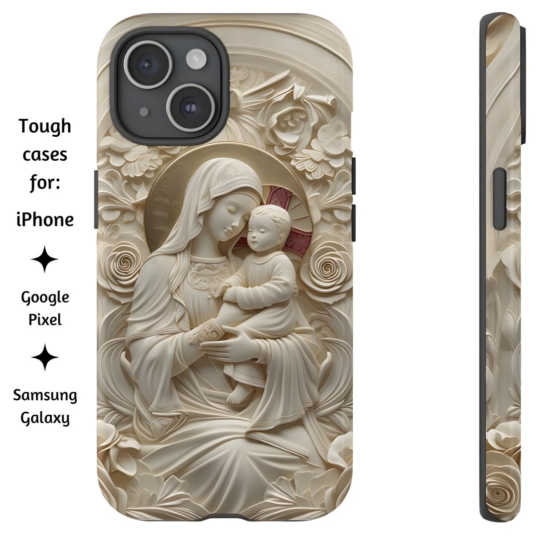 Our Lady of Perpetual Help Ivory Relief Style Catholic Phone Case, Mary ...