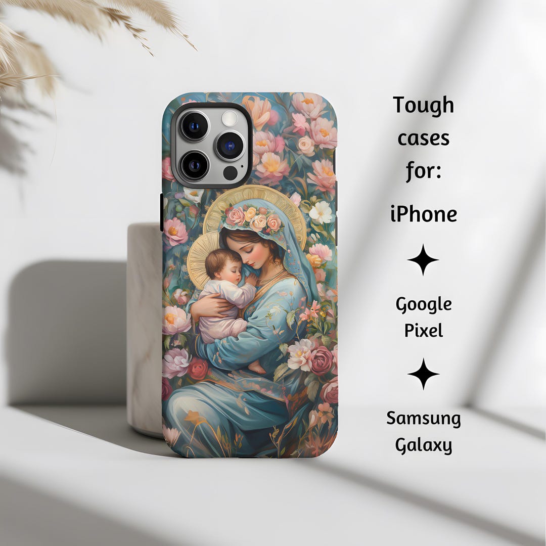 Blessed Virgin Mary and Sleeping Baby Jesus Catholic Phone Case, Oil ...