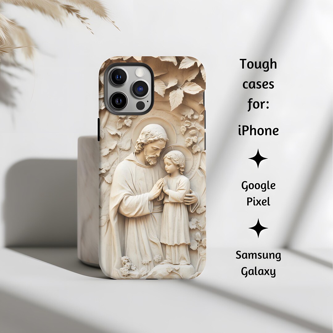 St. Joseph and Young Jesus Prayer Catholic Phone Case, Saint Joseph ...