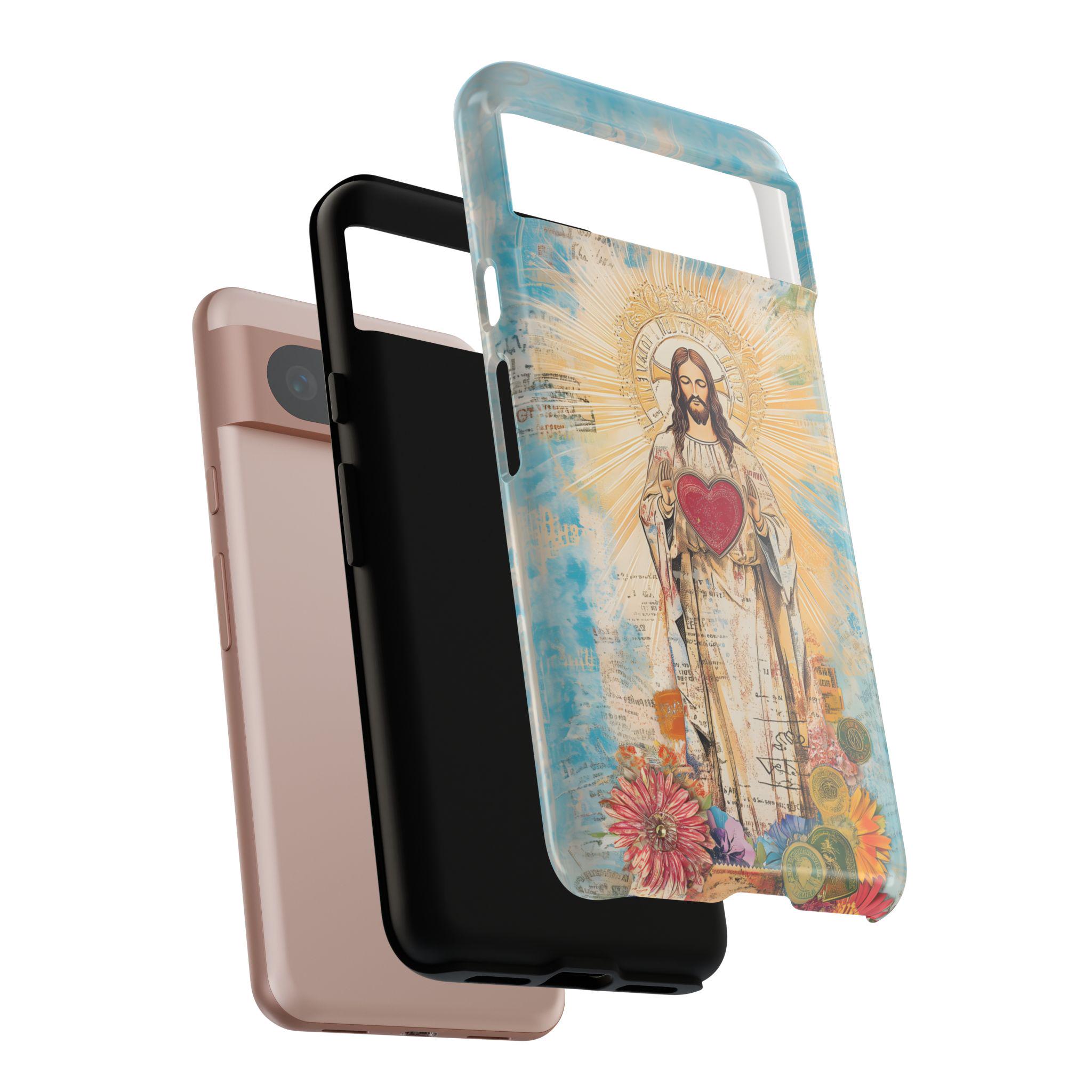 Jesus Christ Sacred Heart Collage Style Catholic Phone Case, Jesus ...