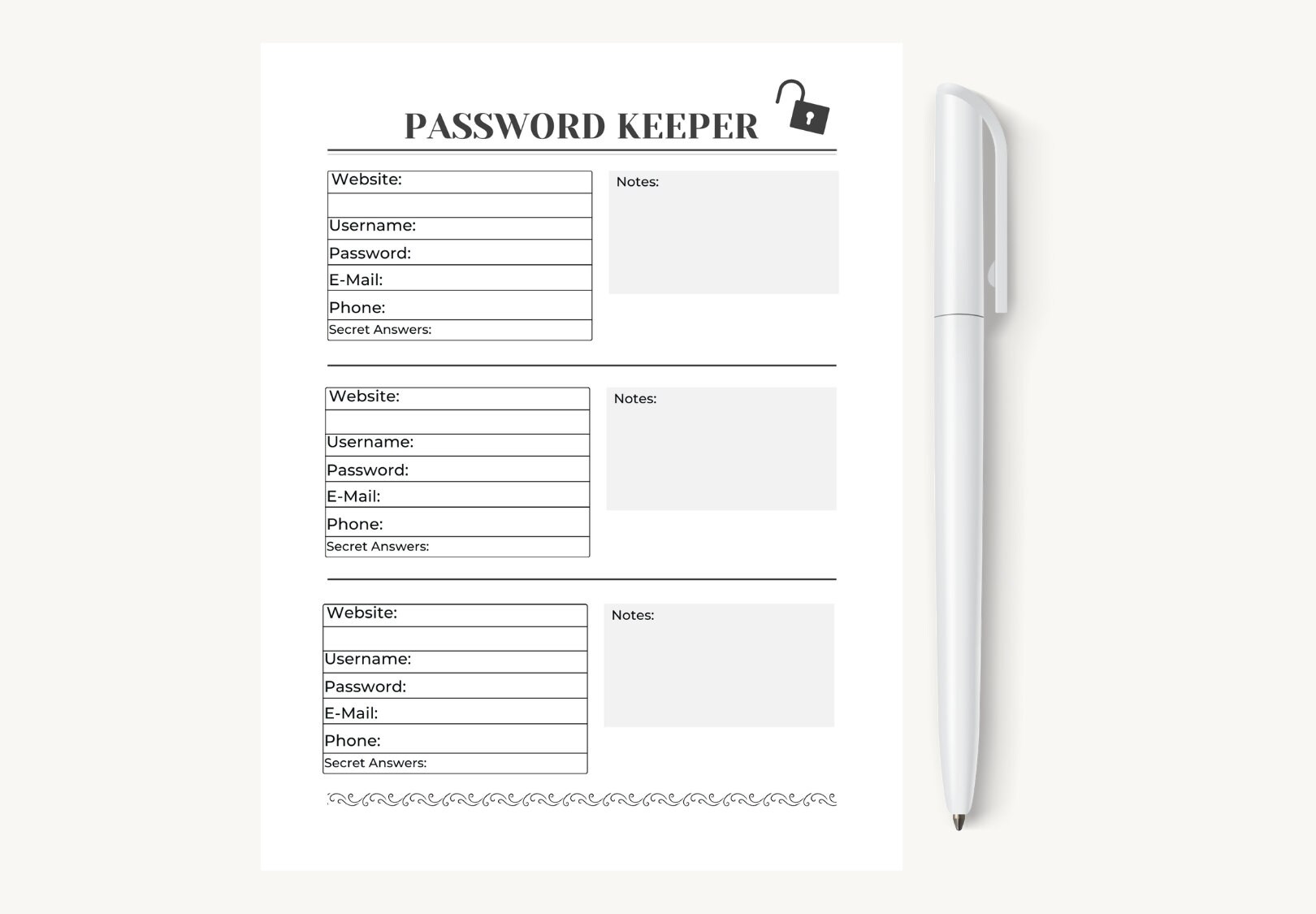 Simple Password Keeper PDF, Create a Personalized Notebook for ...