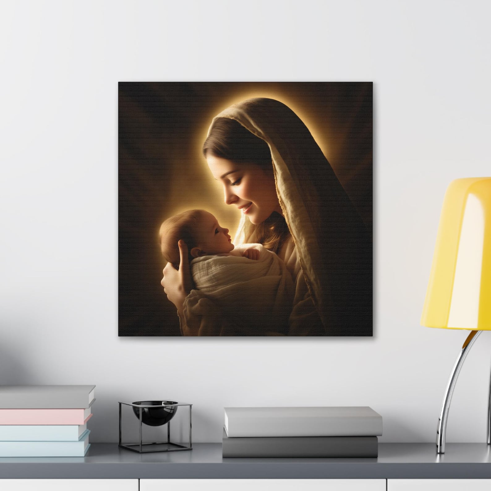 Young Virgin Mary and Baby Jesus Canvas Print, Holy Family Motherhood ...